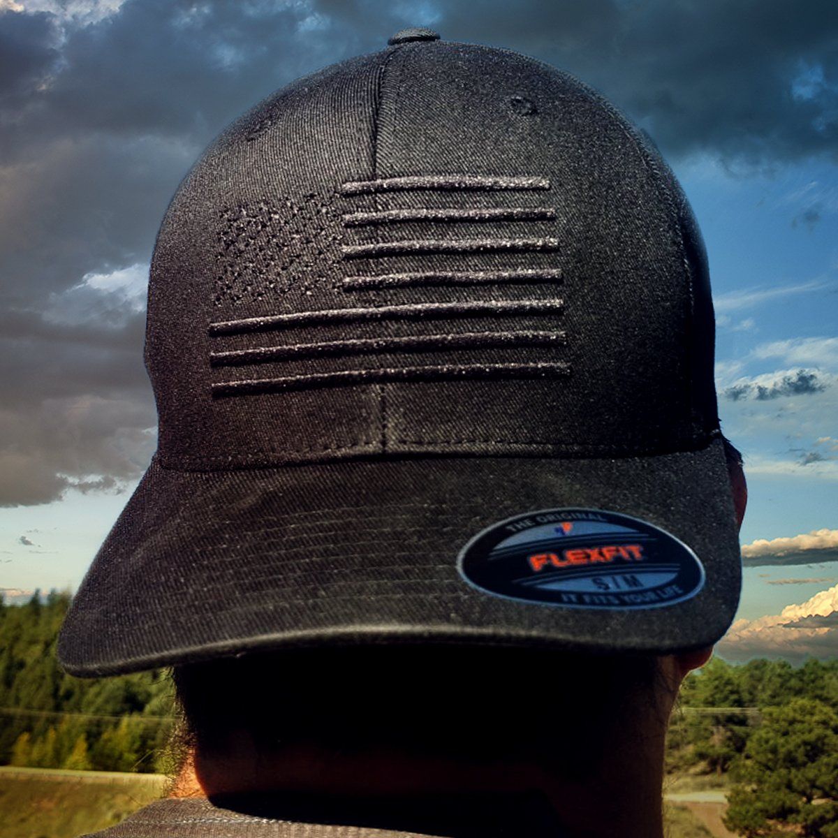 The Ultimate Black American Flag Hat - The Blackout FlexFit – Eagle Six ...